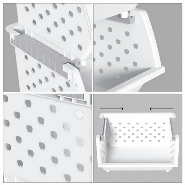 4 Pack Plastic Stacking Basket Organizer, Large Kitchen Open Front ...