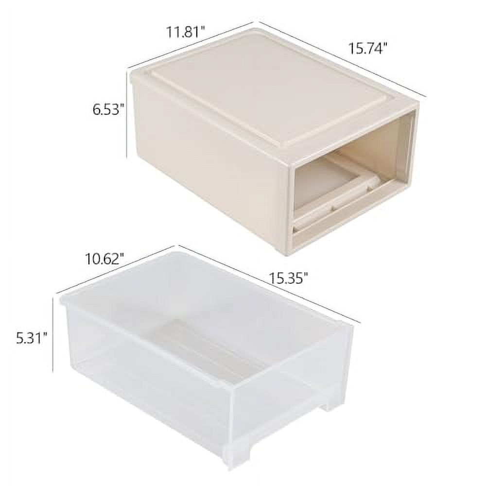 4-Pack Plastic Stacking Storage Drawers, 18 Quart Stackable Organizer ...