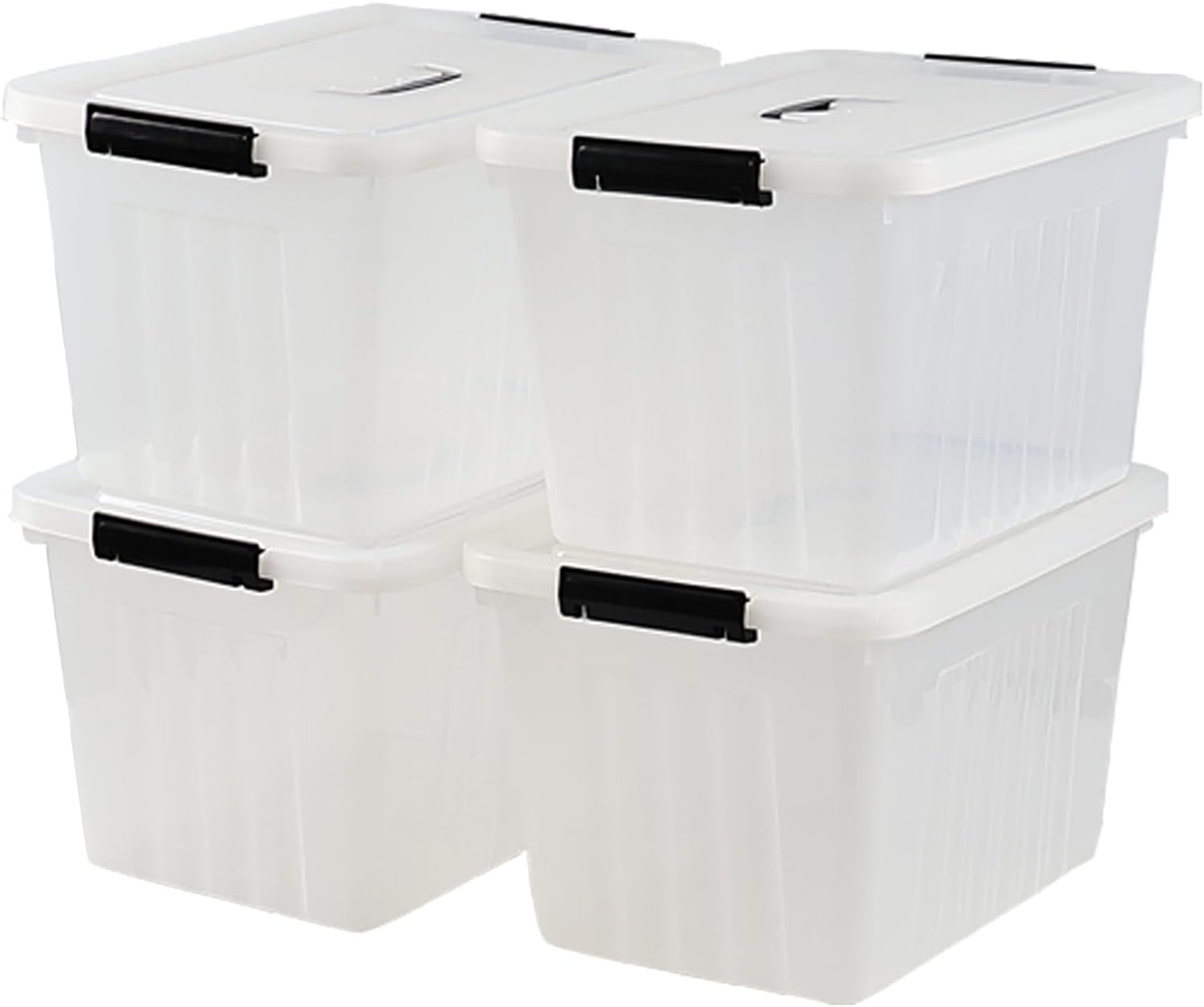4 Pack Plastic Storage Bin 22 L, Clear Latching Tote Storage Box with ...