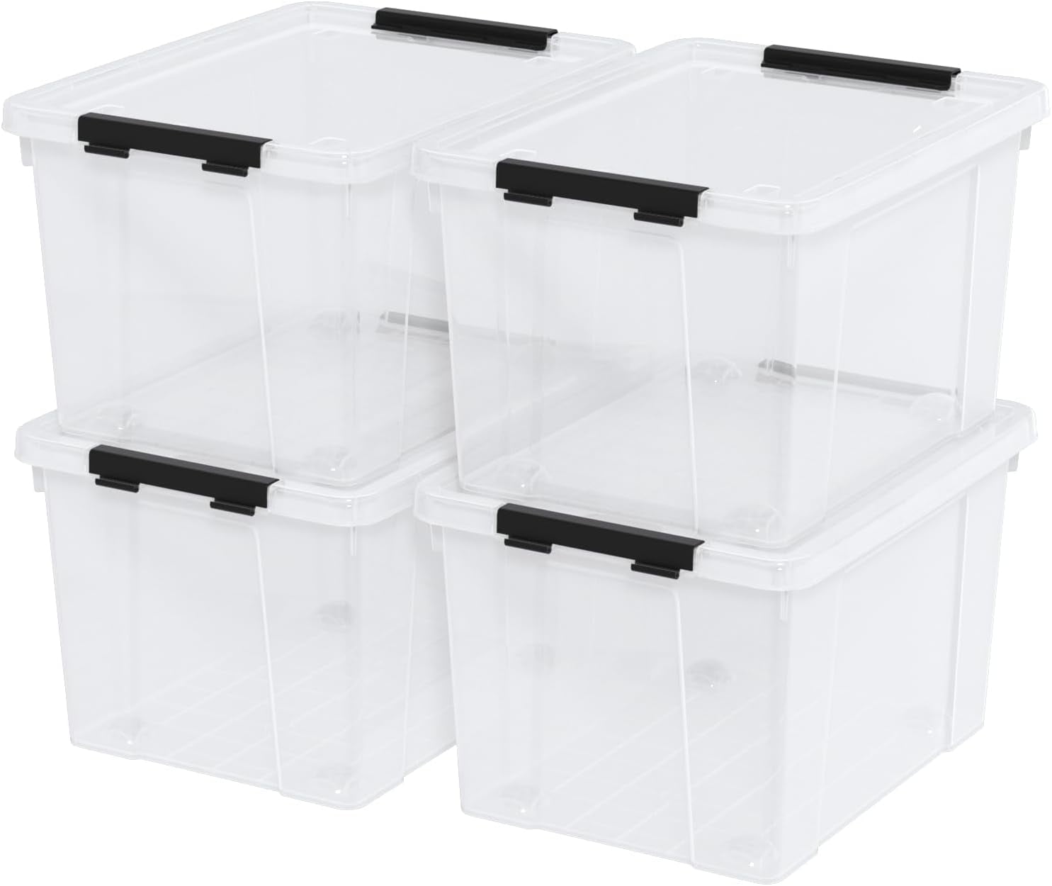 4-Pack Plastic Storage Bins with Lid, Latching Stackable Utility Tote, 35 Quart, Clear - Walmart.com