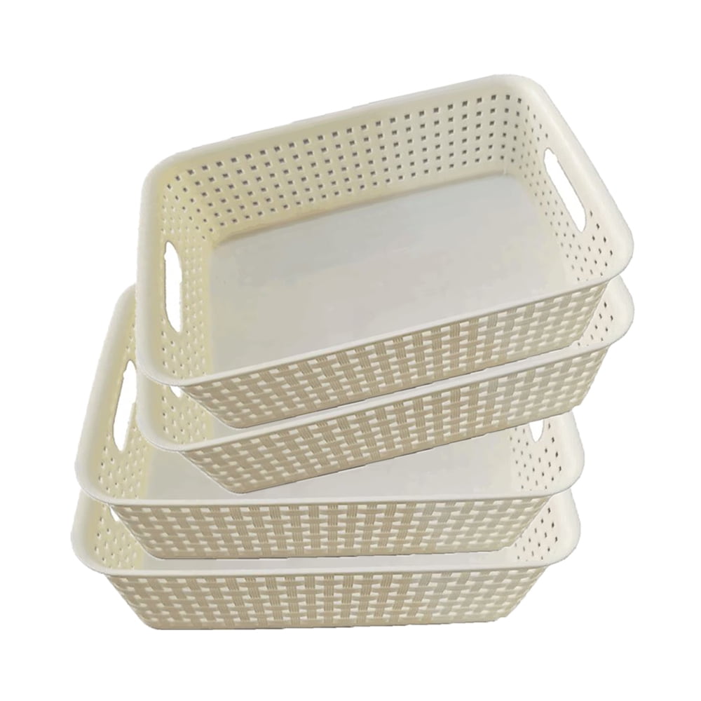 4 Pack Plastic Storage Box Hollowed Out Side Woven Simple Storage ...