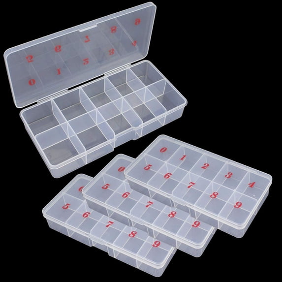 4 Pack Plastic Storage Boxes Empty False Nail Storage Boxes Nail Art ...