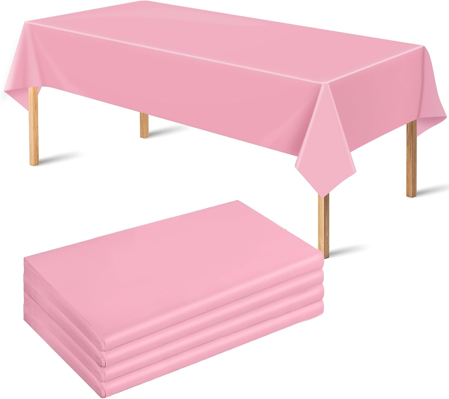4 Pack Plastic Table Cloth Disposable,Pink Tablecloth - Pink Table ...