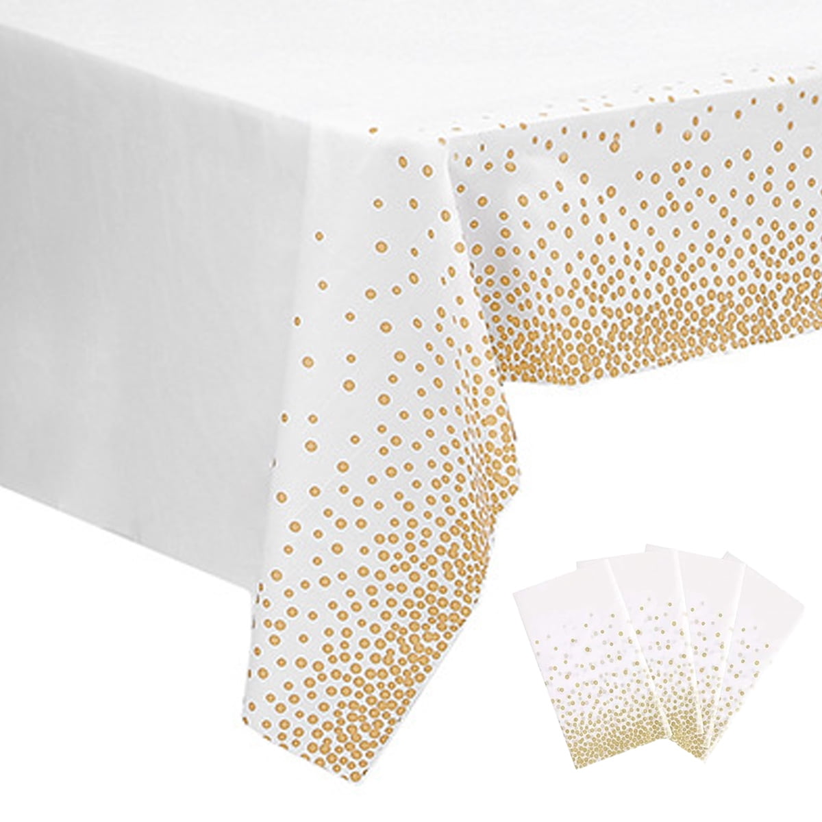 4 Pack - Plastic Tablecloths for Rectangle Tables- Dot Confetti Party ...