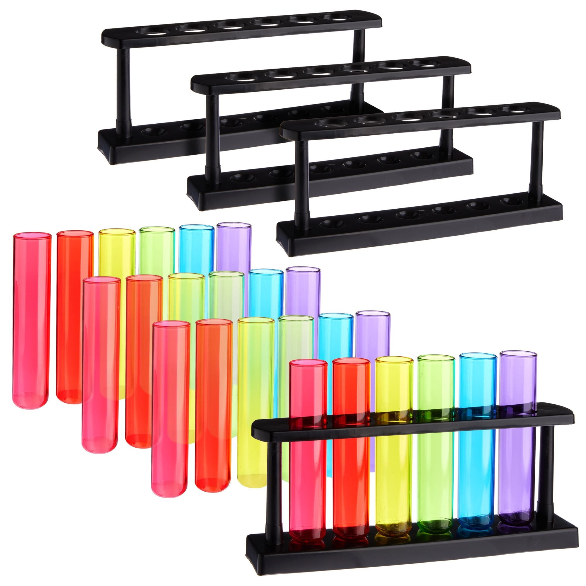 4 Pack Plastic Test Tubes with Rack for Parties, Plant Propagation ...