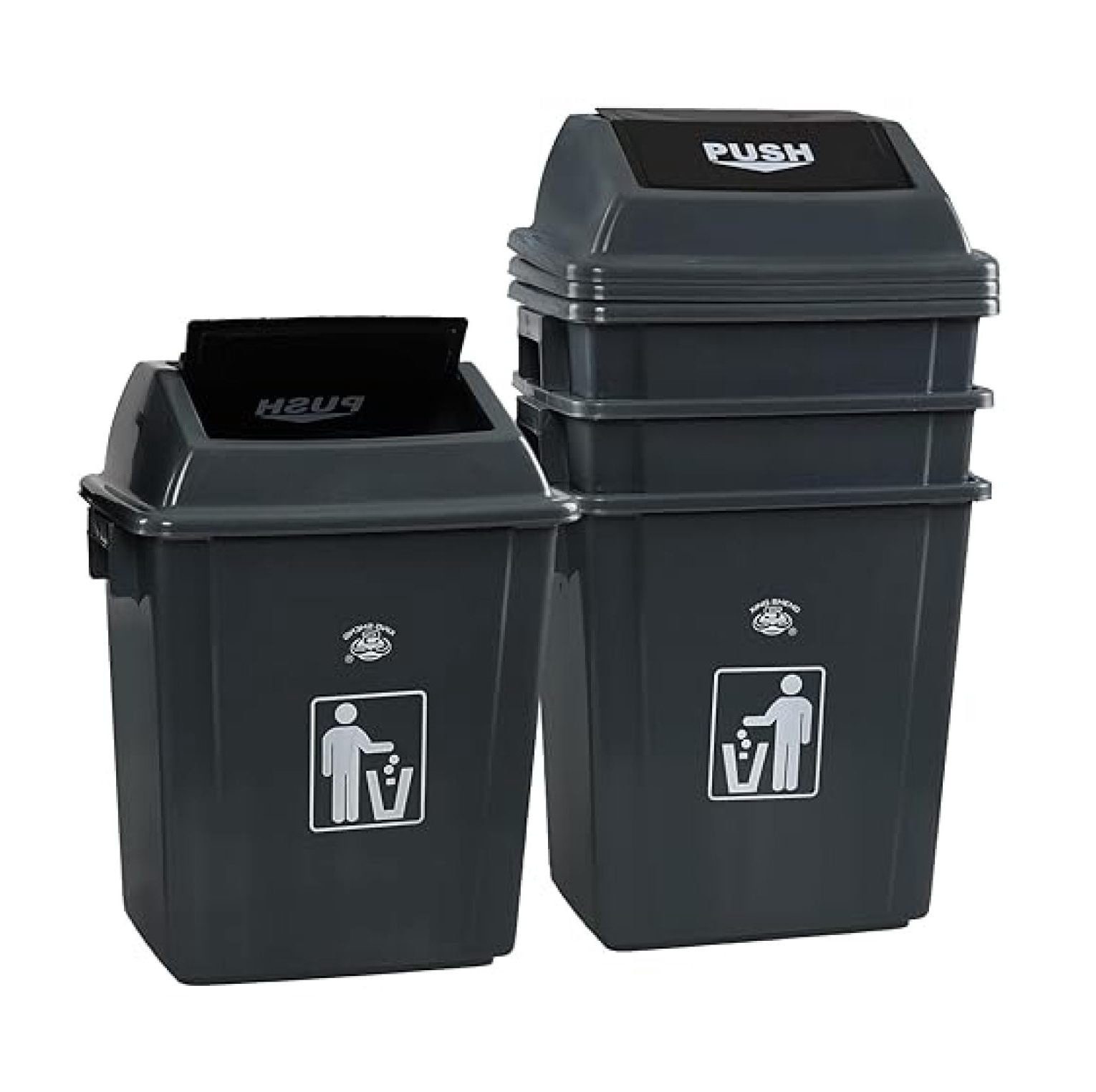 4-Pack Plastic Top Trash Can, 5 Gallon Garbage Cans with Lid, Grey ...