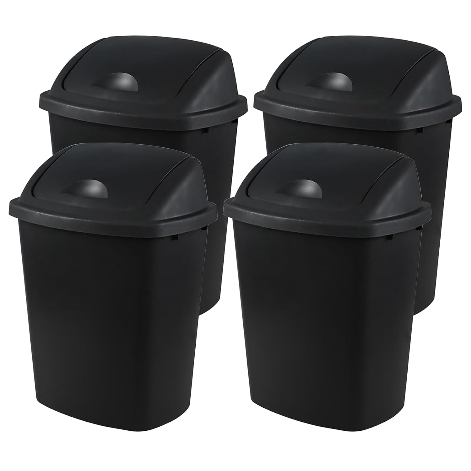 4 Pack Plastic Trash Can Wastebasket, Garbage Container Bin with Swing ...