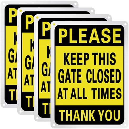 4 Pack Please Keep This Gate Closed Sign Metal 12" x 8" Door Closed ...