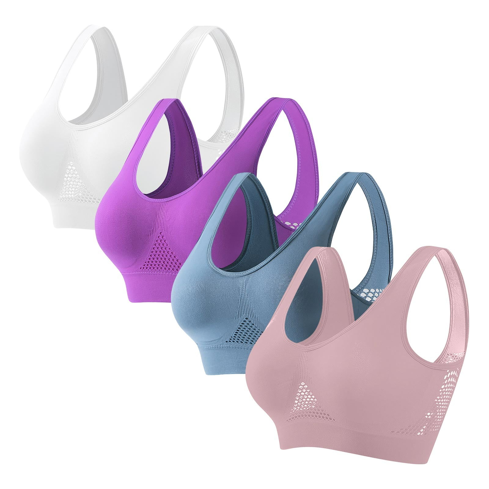 4 Pack Plus Size Sports Bras for Women Wireless Seamless Bralettes Yoga ...