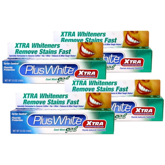 4 Pack - Plus White Xtra Whitening Toothpaste - Removes Tough Stains ...