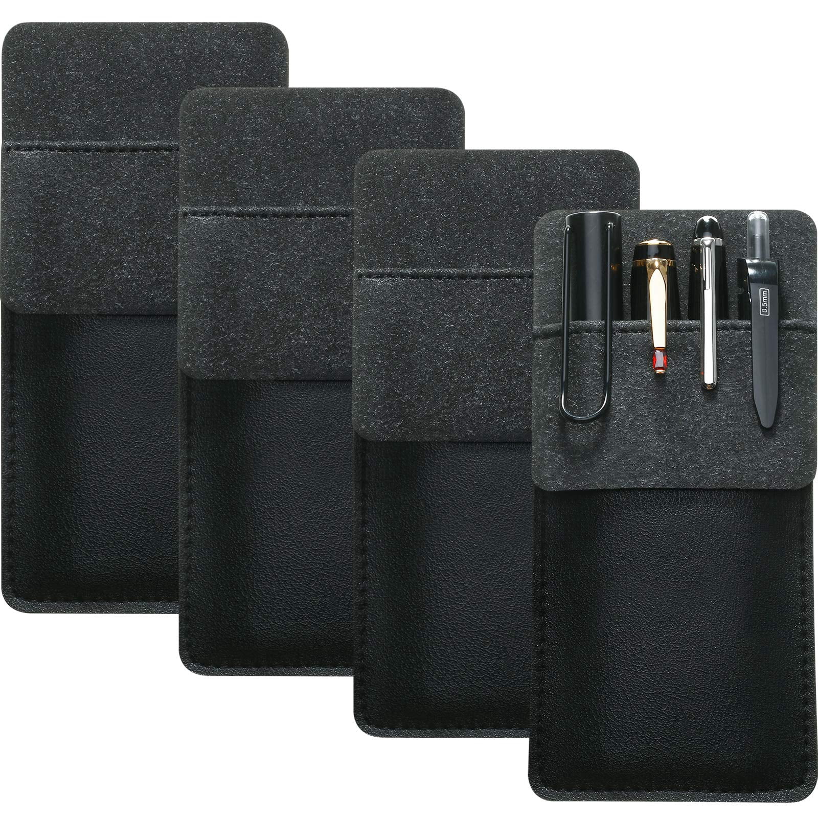 4 Pack Pocket Protector, Leather Pen Pouch Holder Organizer for Lab ...