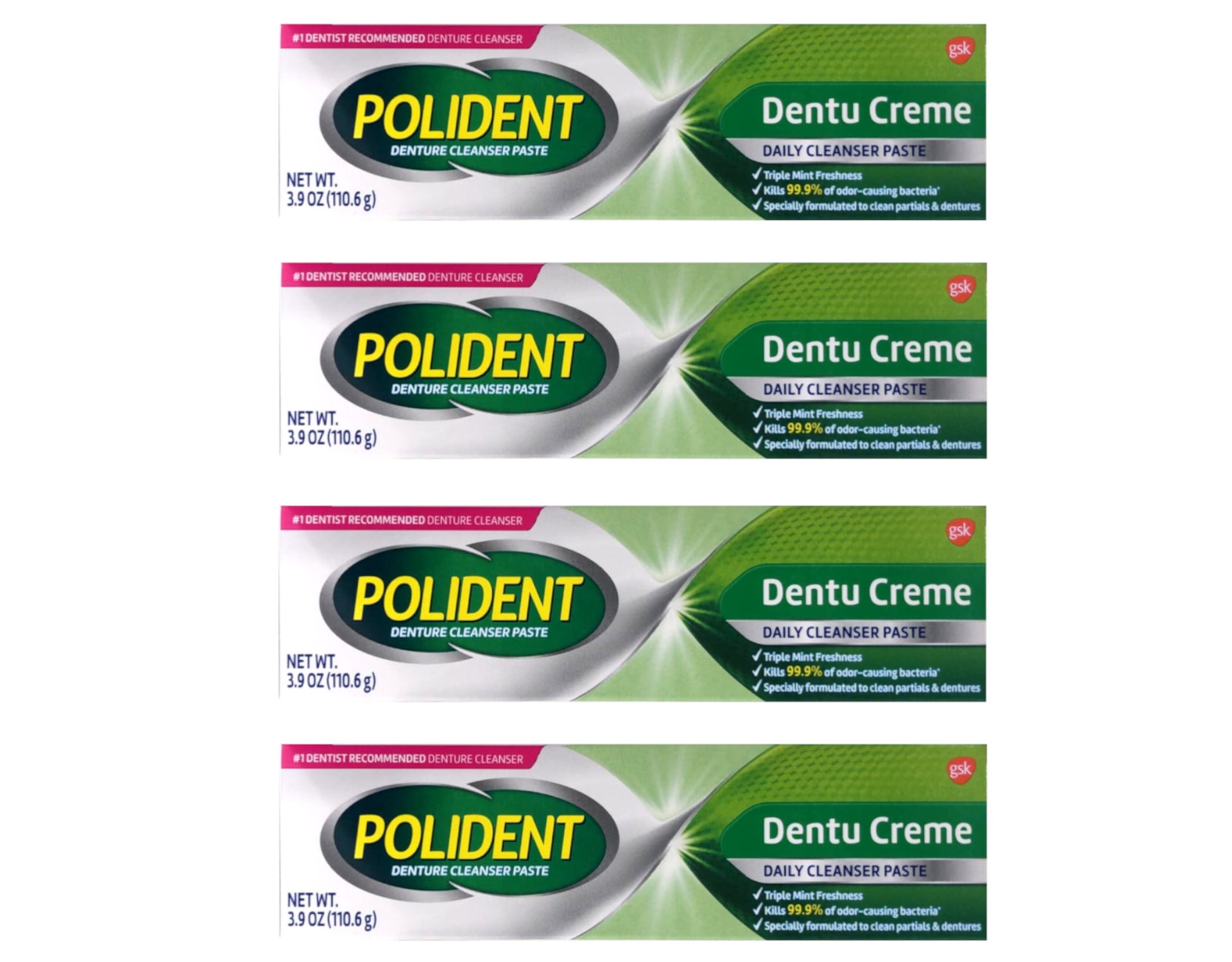 Polident Dentu-Creme 4-Pack: Fresh & Safe False Teeth Toothpaste, 3.9 ...
