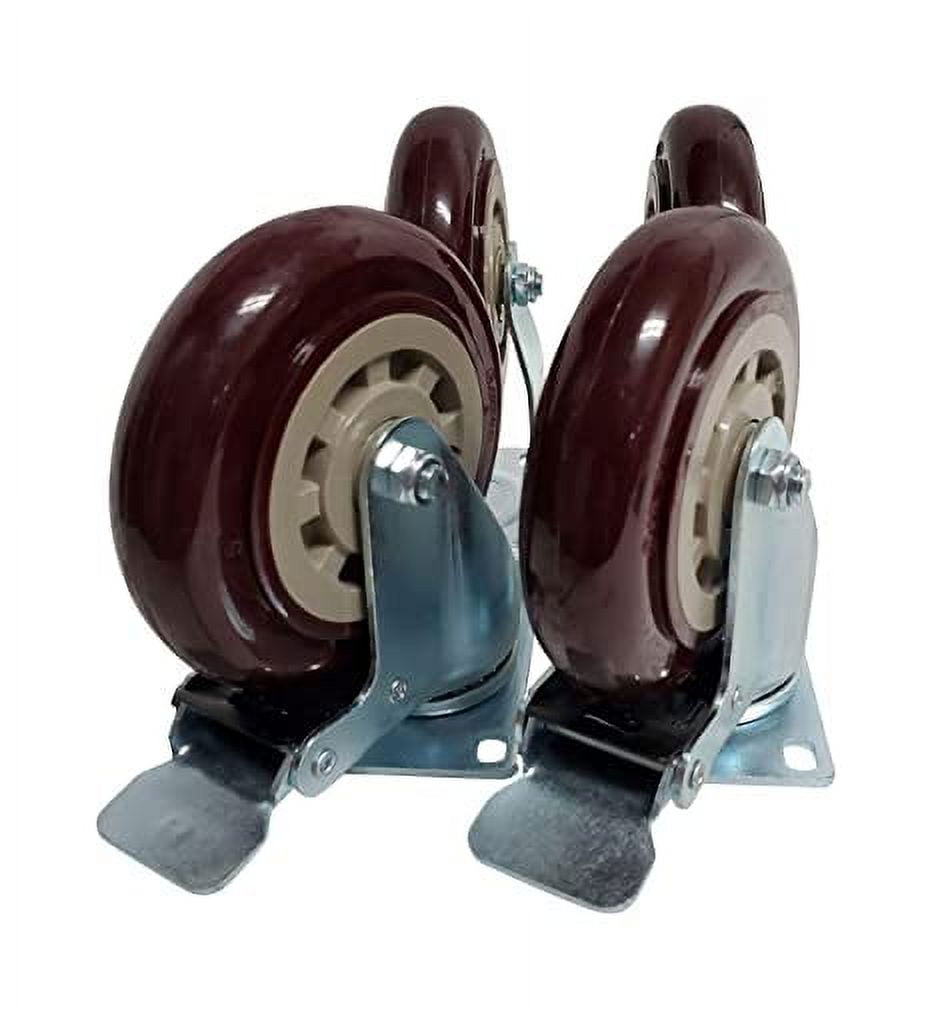 4-Pack Polyurethane Solid Core Quiet Rolling Casters (2 Swivel w/ Brake ...