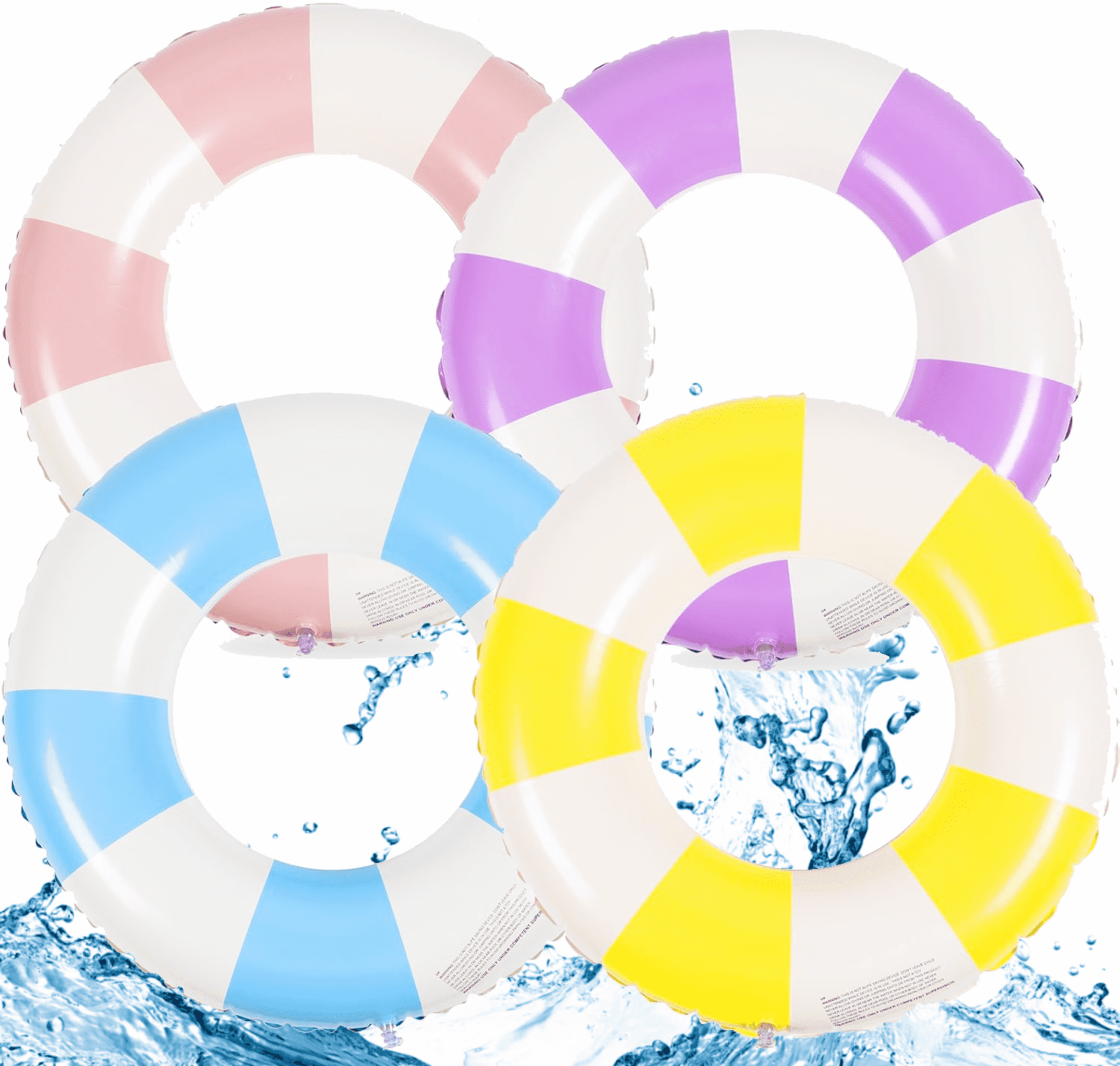 4 Pack Pool Floats,4 Color Swimming Rings,Retro Striped Inflatable ...