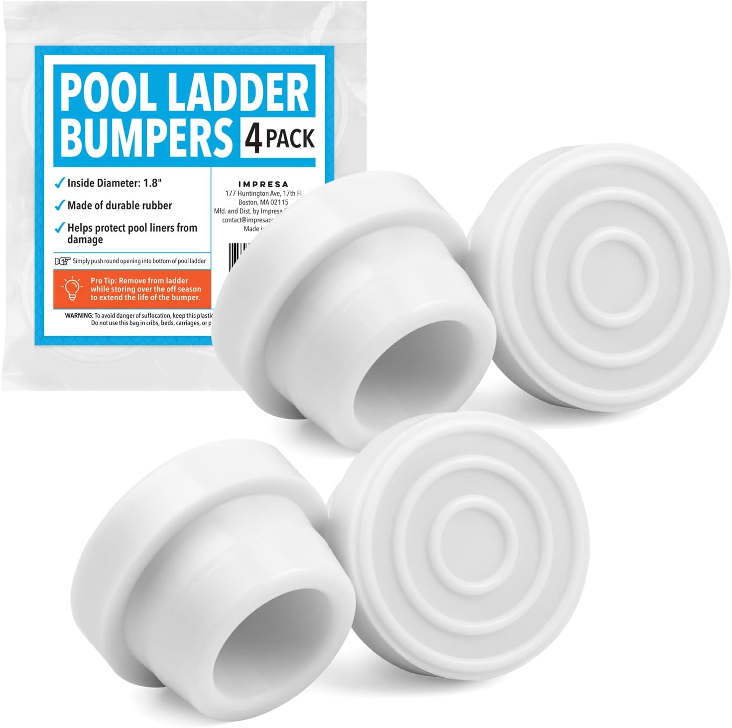[4 Pack] Pool Ladder Bumpers to Protect Pool Liner - White Rubber Plug ...