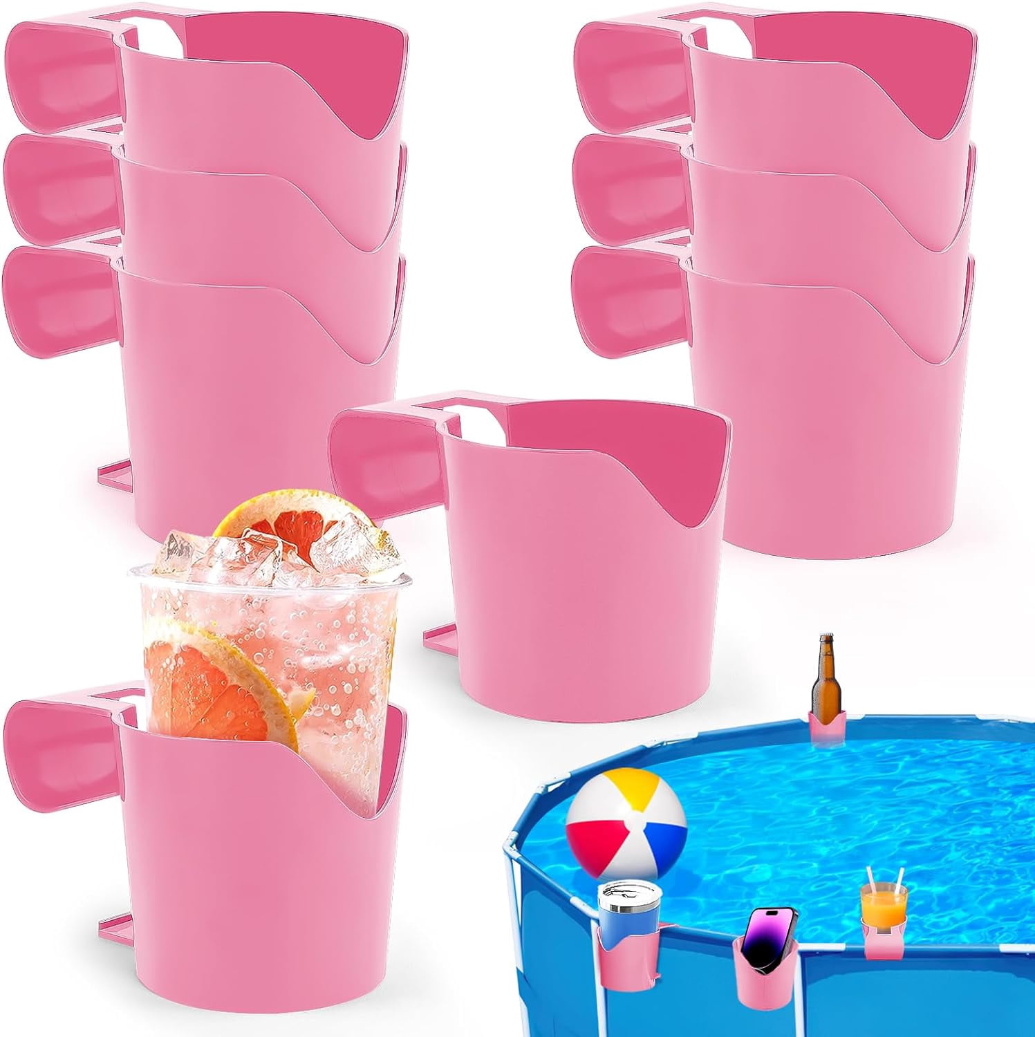 4 Pack Poolside Cup Holder for Above Ground Swimming Pool, Pool Cup ...