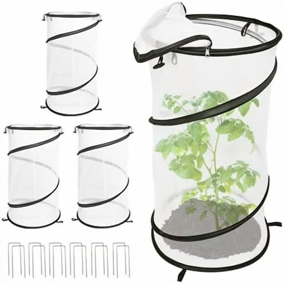 4 Pack Pop Up Plant Covers from Animals, 12"x 24"Round Foldable Insect ...