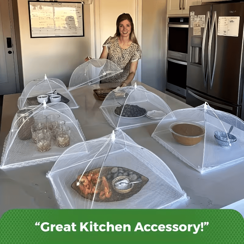 4 Pack Pop-Up Mesh Food Covers, Collapsible Reusable Plastic Food Tent ...