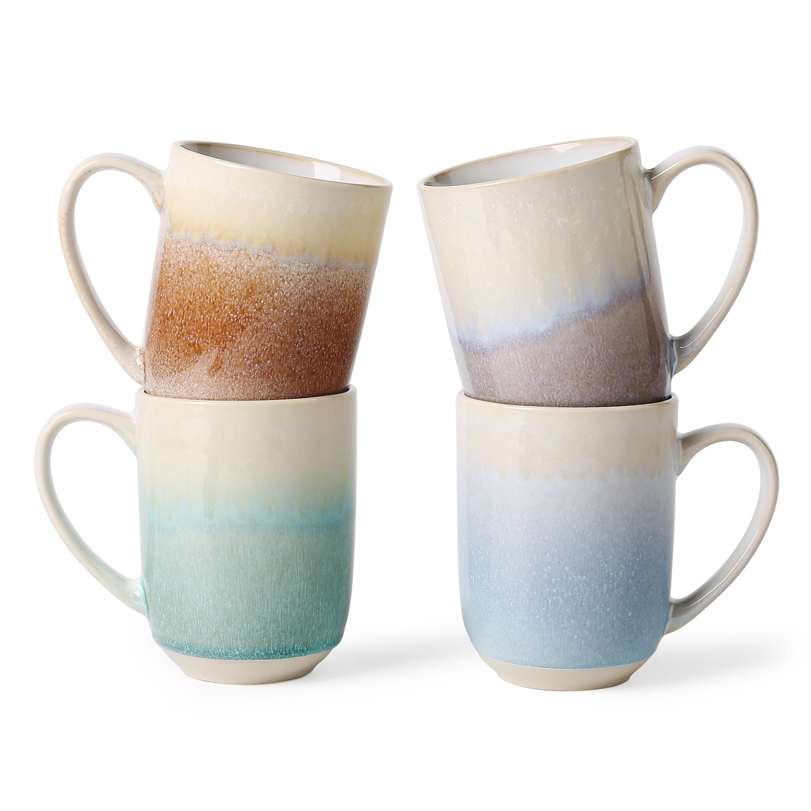 4 Pack Porcelain Coffee Mugs Set, 12 Ounces Ceramic Coffee Mugs ...