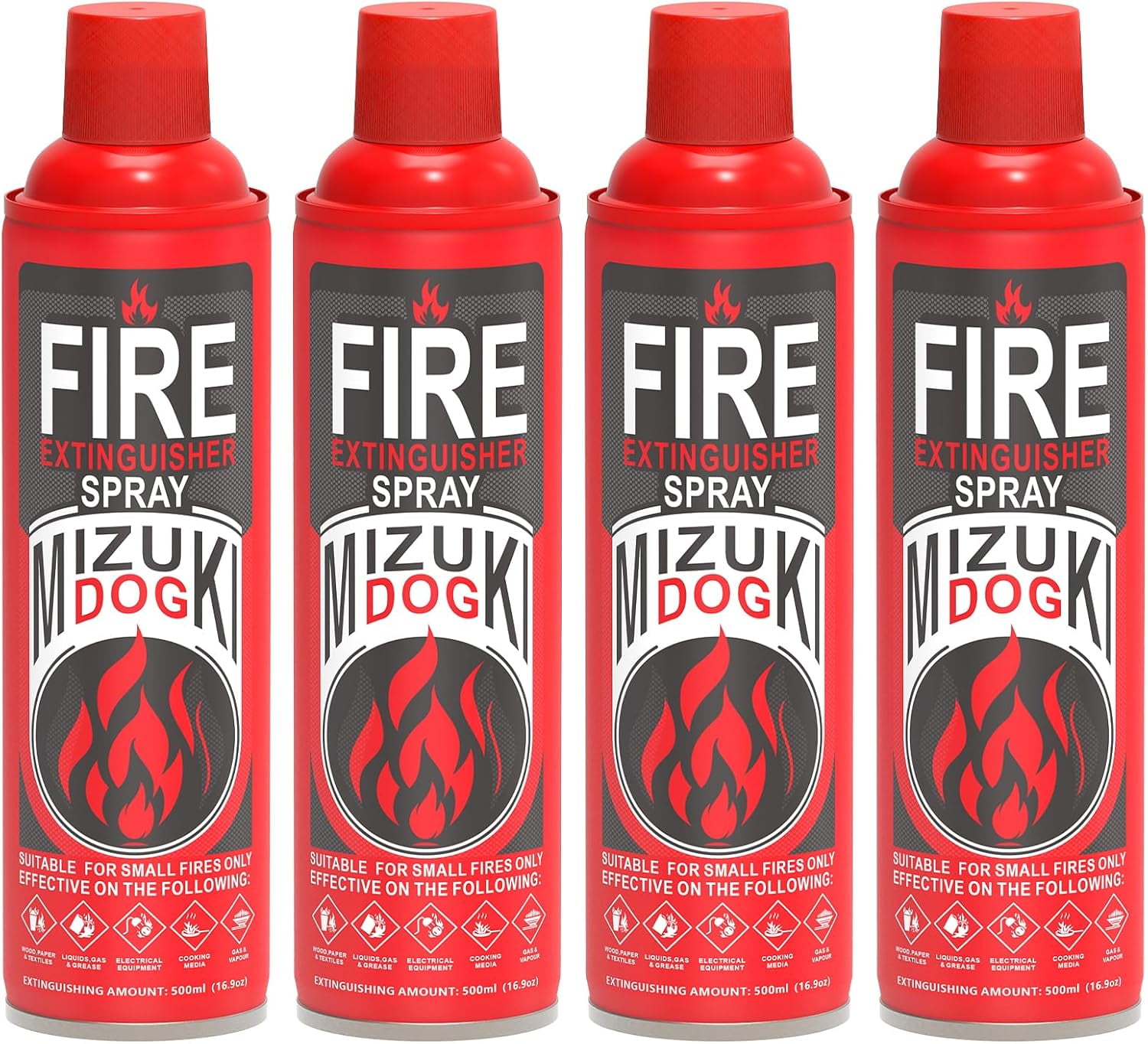4-Pack Portable ABC Fire Extinguisher Spray with Mounting Brackets ...