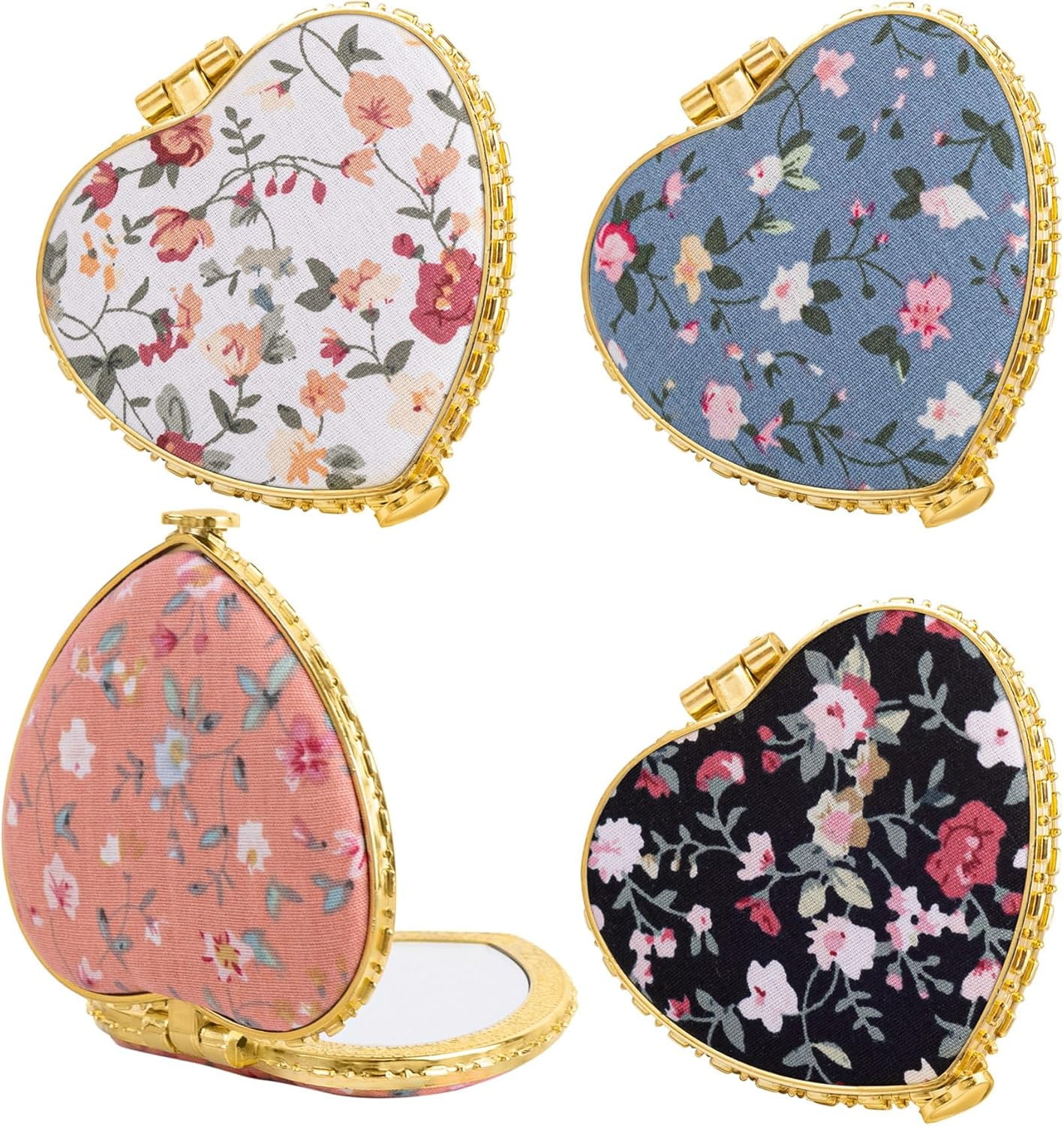 4 Pack Portable Makeup Mirror Retro Floral Small FlowerMirror Small ...