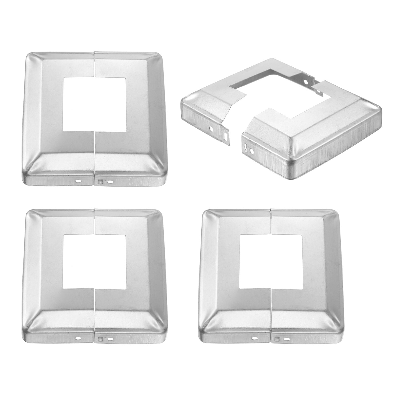 4 Pack Post Base Cover, 4.75x4.75 (Internal Size 2x2) Metal Split Style ...