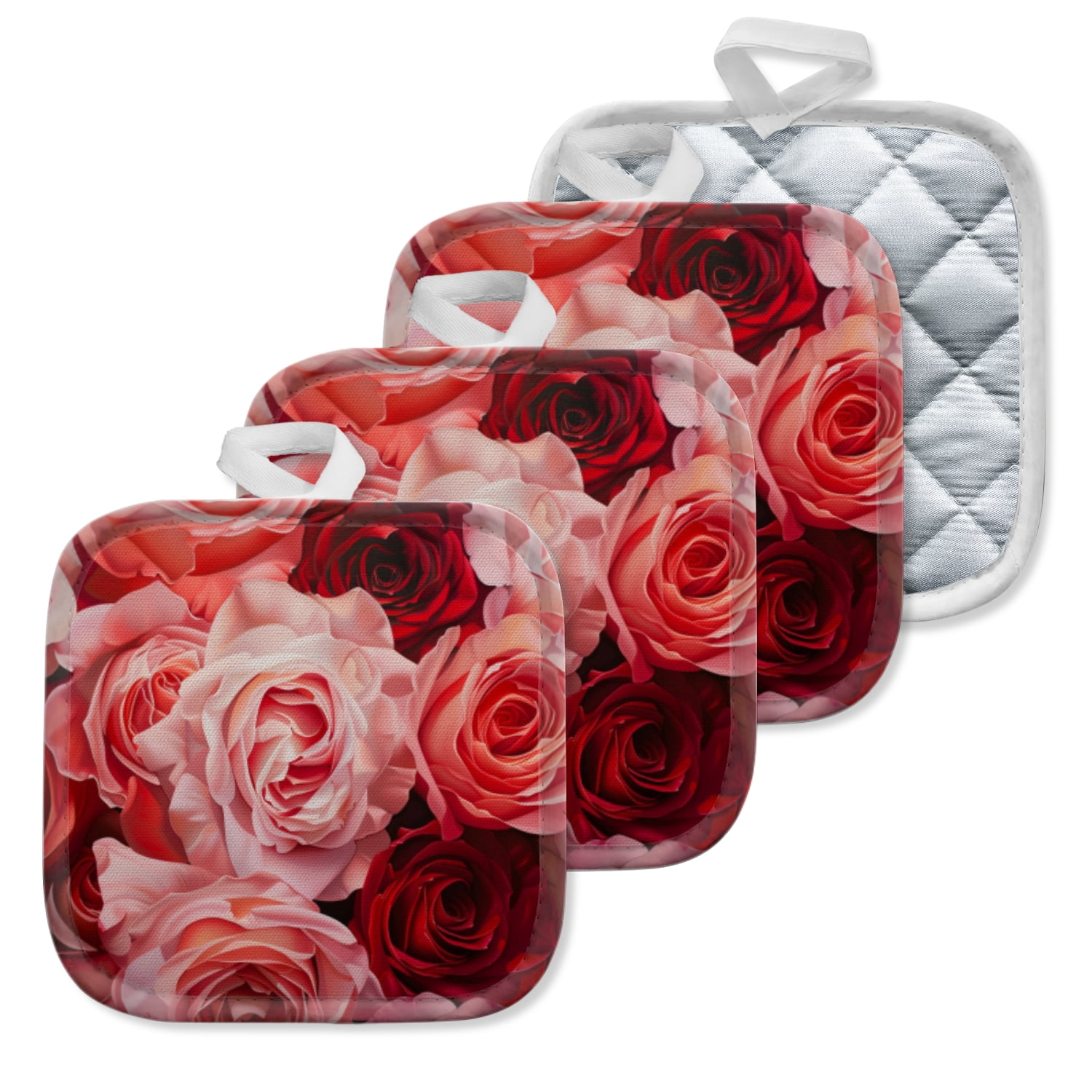 4 Pack Pot Holders,Kitchen Essential, Potholder Set,Array Of Roses In ...