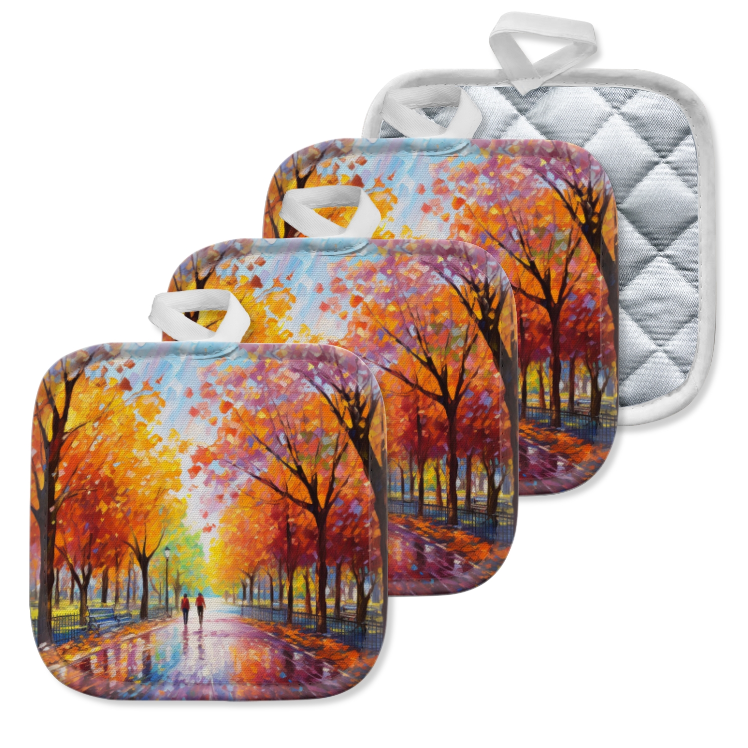 4 Pack Pot Holders,Kitchen Essential, Potholder Set,Autumn Boulevard In ...