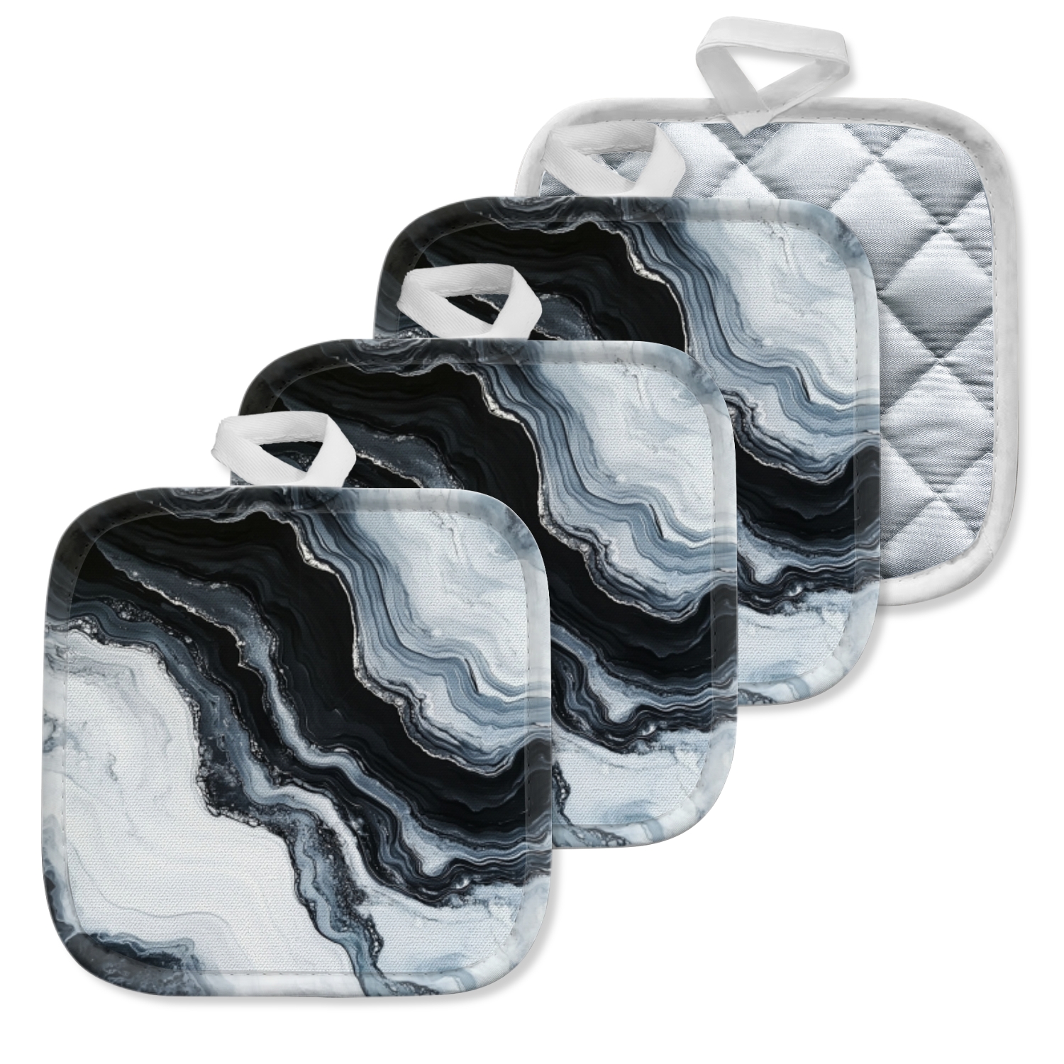 4 Pack Pot Holders,Kitchen Essential, Potholder Set,Black And White ...
