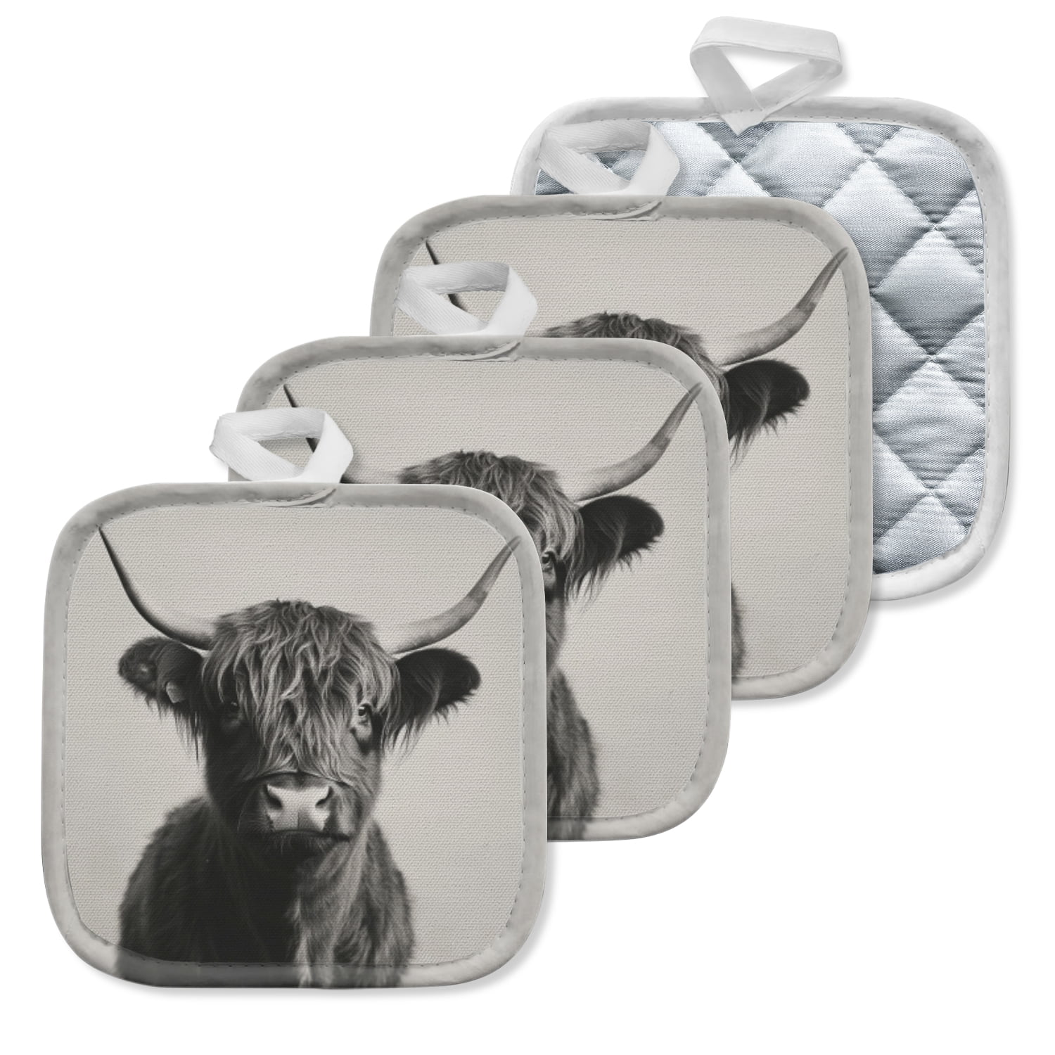 4 Pack Pot Holders,Kitchen Essential, Potholder Set,Black And White ...