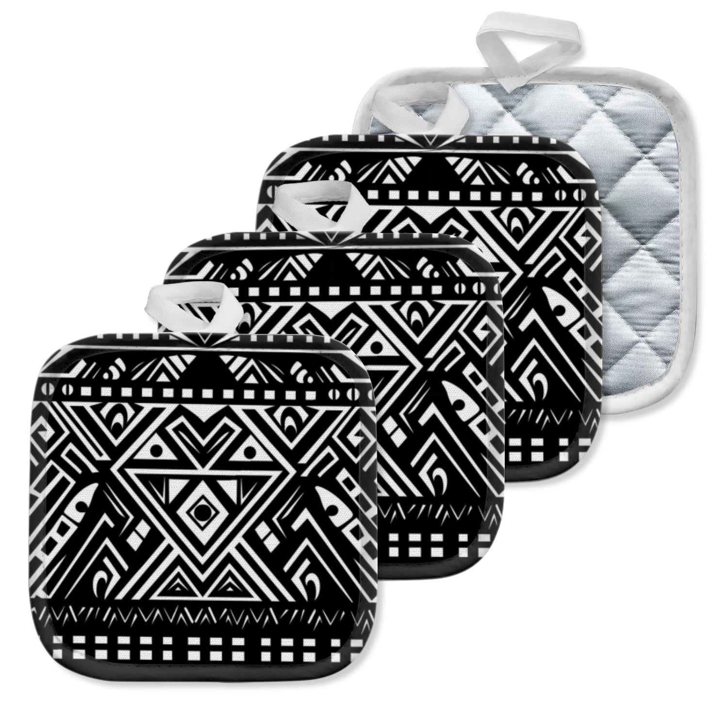4 Pack Pot Holders,Kitchen Essential, Potholder Set,Black And White ...