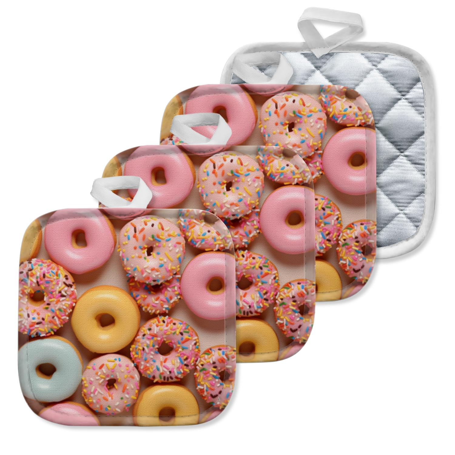4 Pack Pot Holders,Kitchen Essential, Potholder Set,Colorful Donuts ...