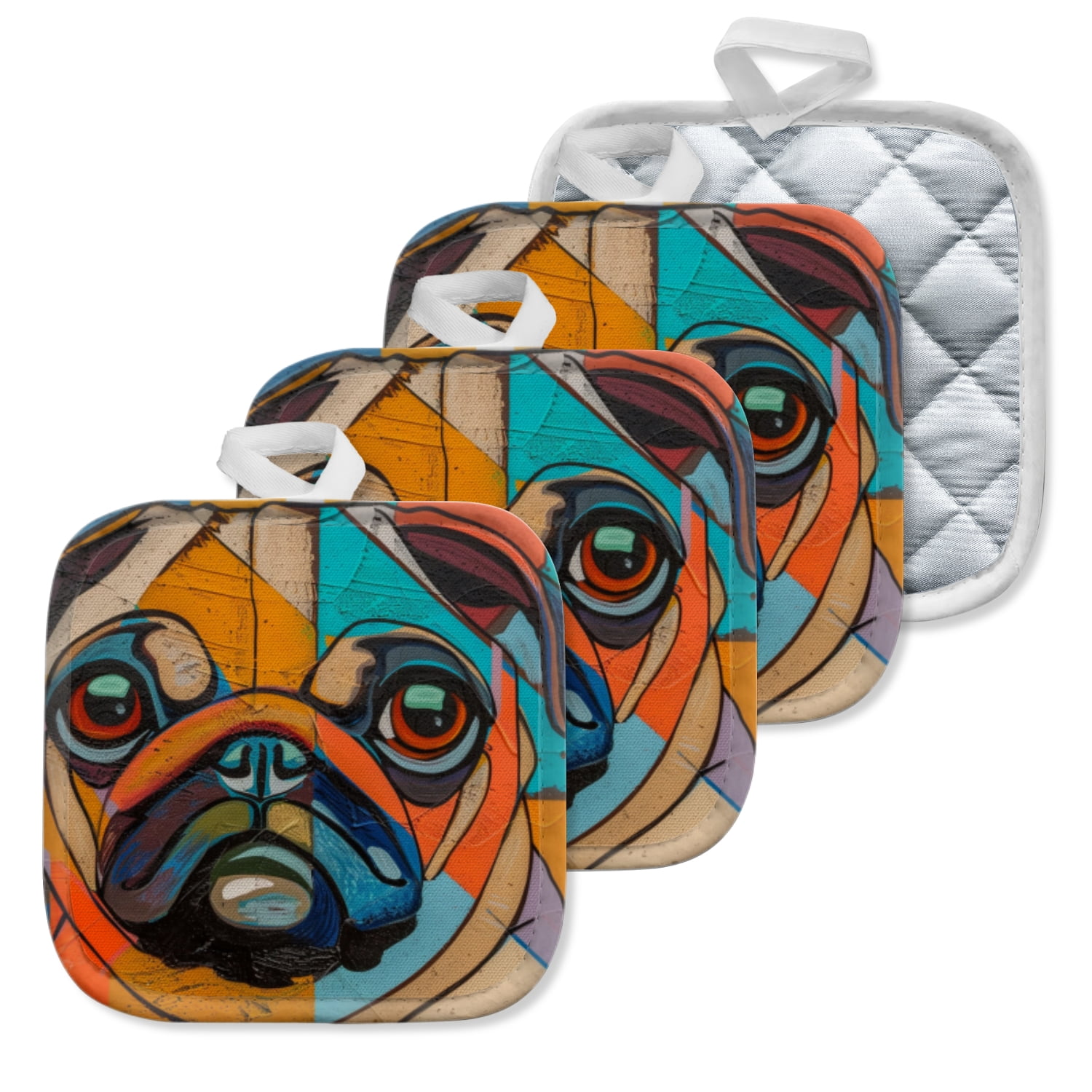 4 Pack Pot Holders,Kitchen Essential, Potholder Set,Colorful Geometric ...