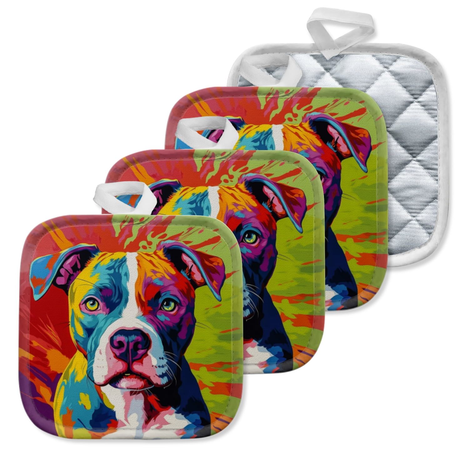 4 Pack Pot Holders,Kitchen Essential, Potholder Set,Colorful Pop Art ...