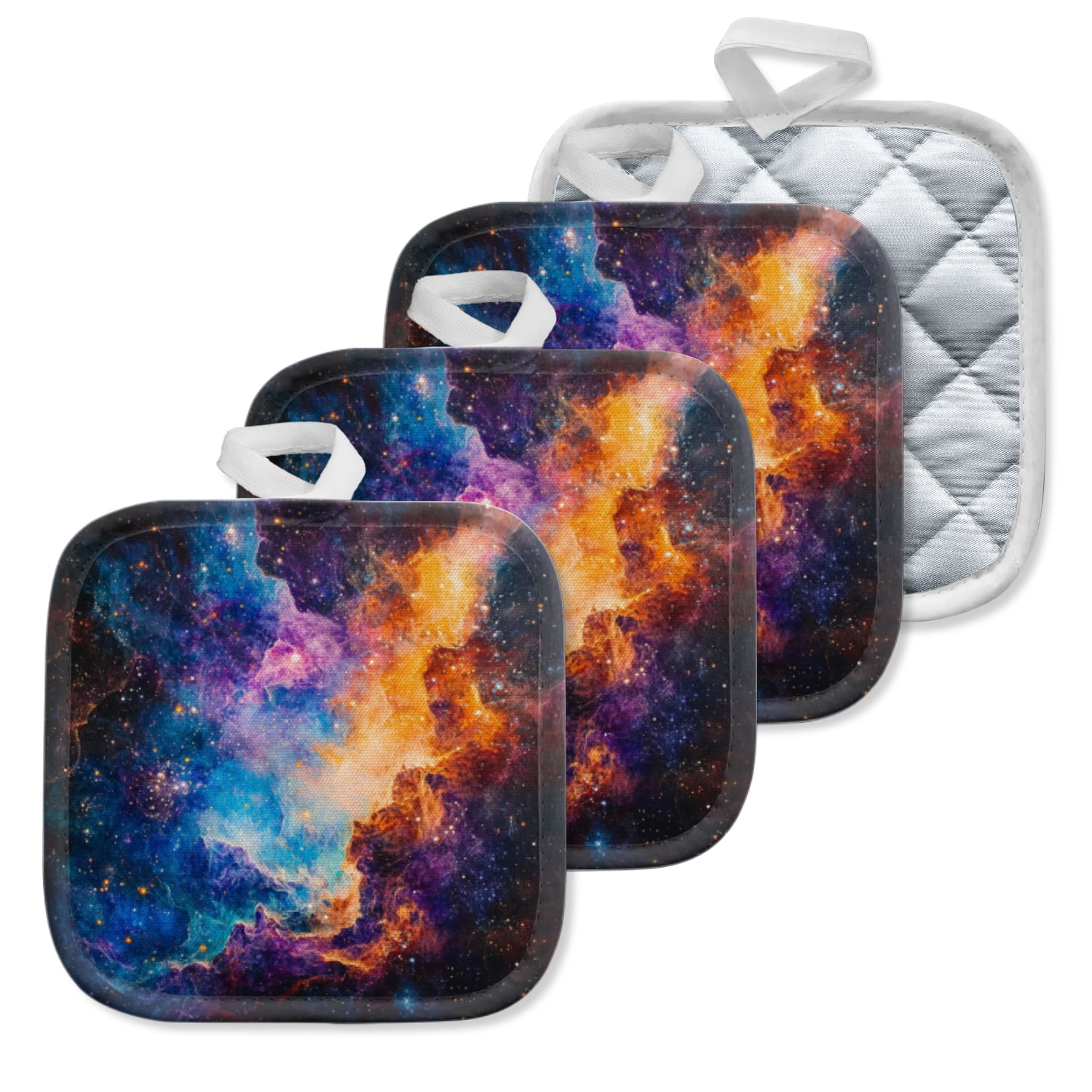 4 Pack Pot Holders,Kitchen Essential, Potholder Set,Cosmic Nebula ...