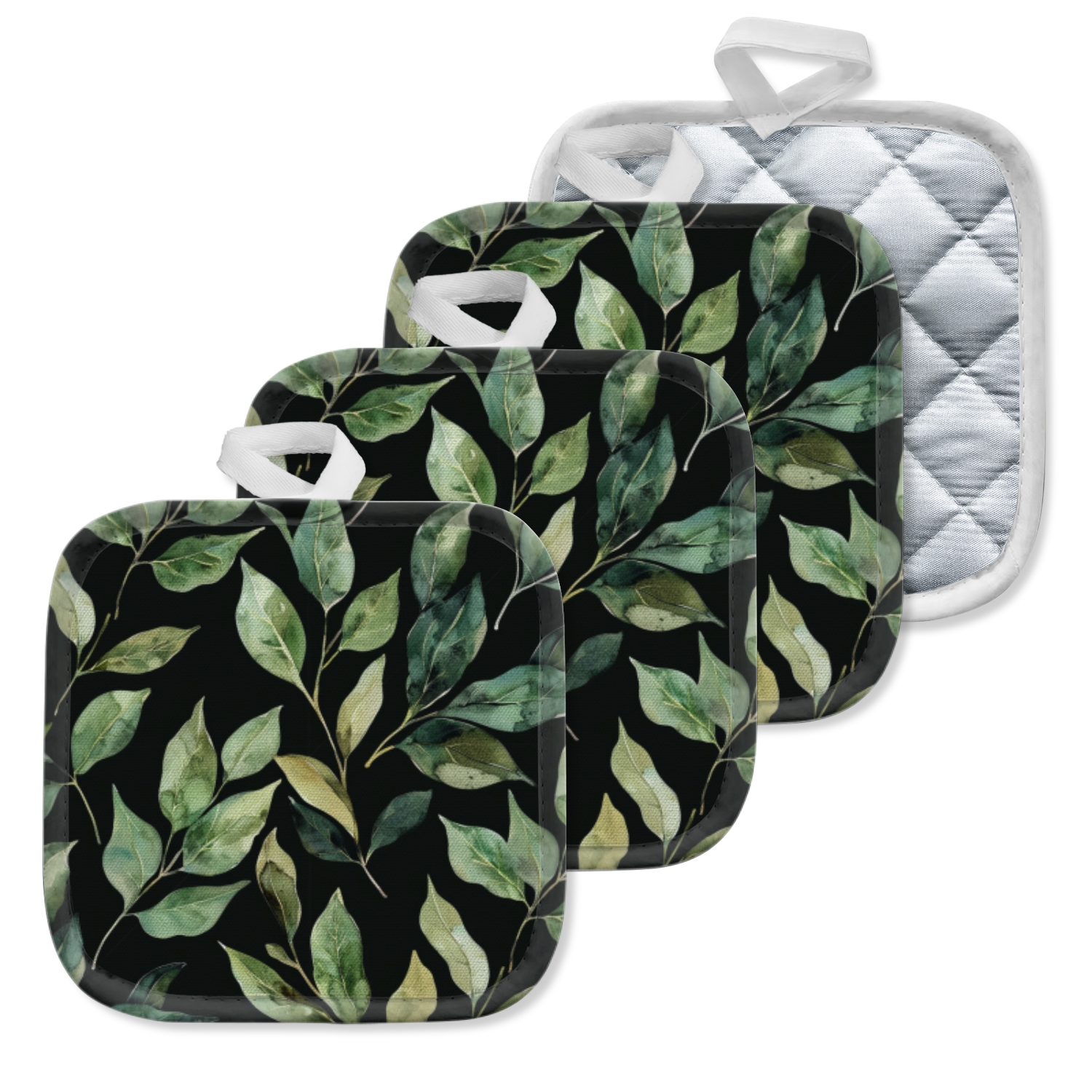4 Pack Pot Holders,Kitchen Essential, Potholder Set,Dark Base With A ...