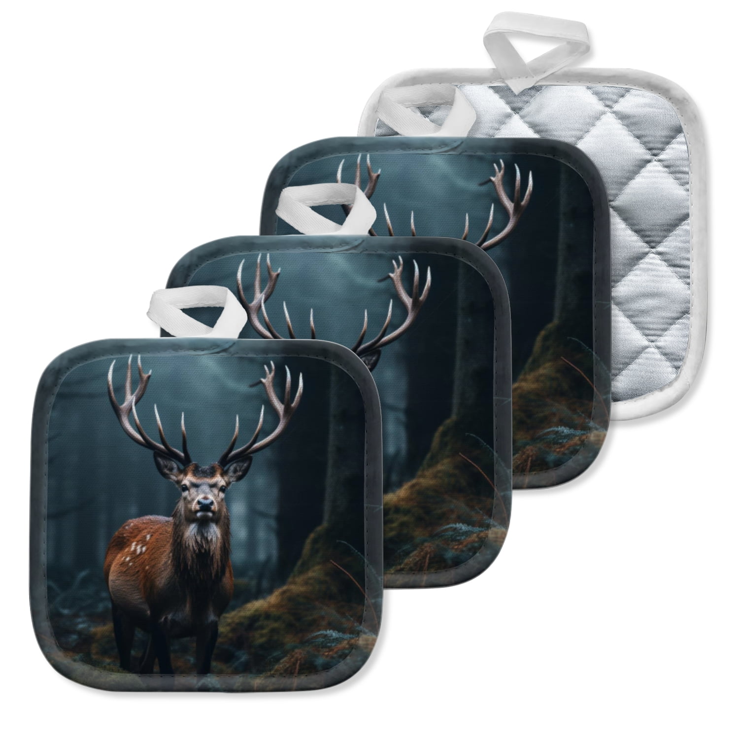 4 Pack Pot Holders,Kitchen Essential, Potholder Set,Deer With Large ...