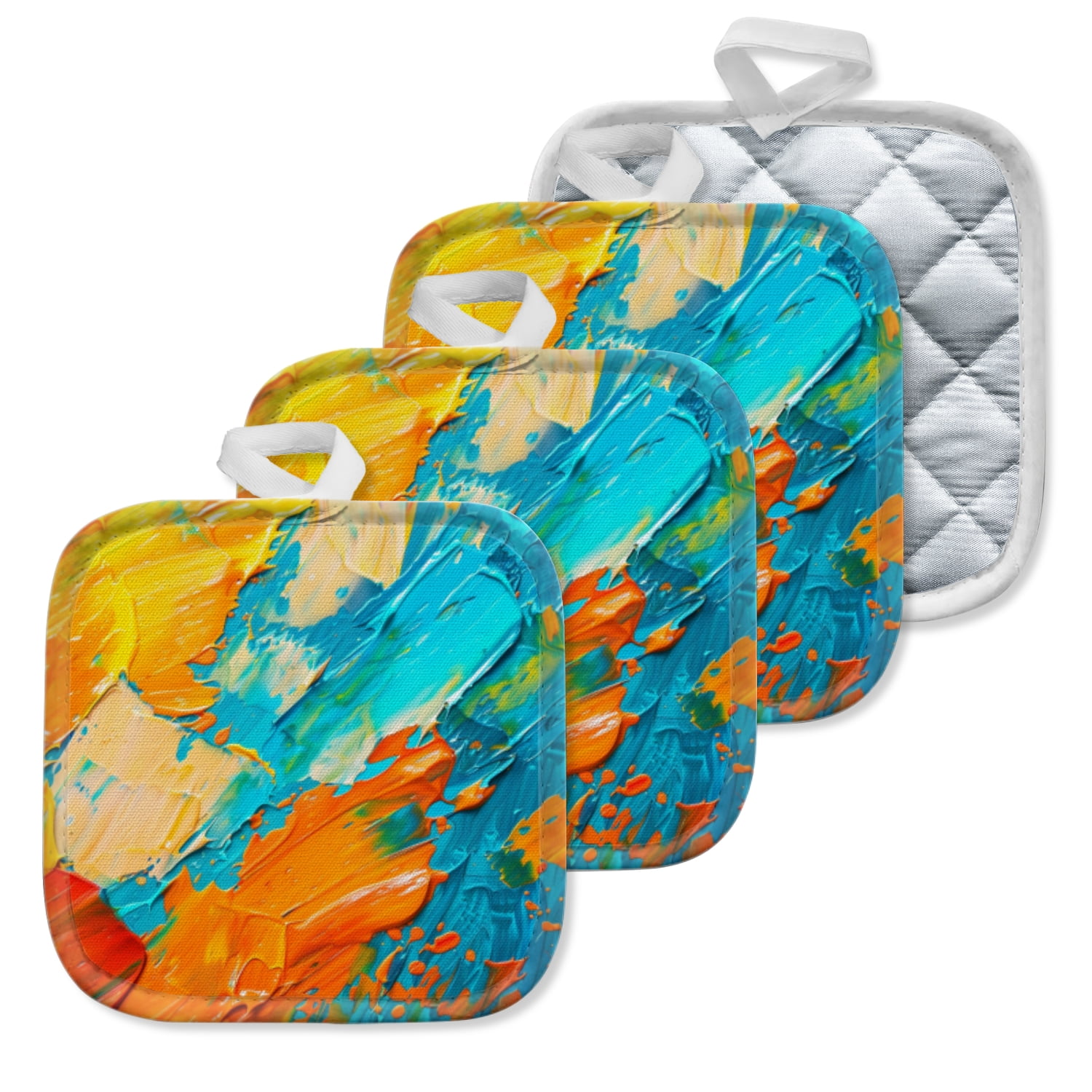 4 Pack Pot Holders,Kitchen Essential, Potholder Set,Dynamic Swirls Of ...