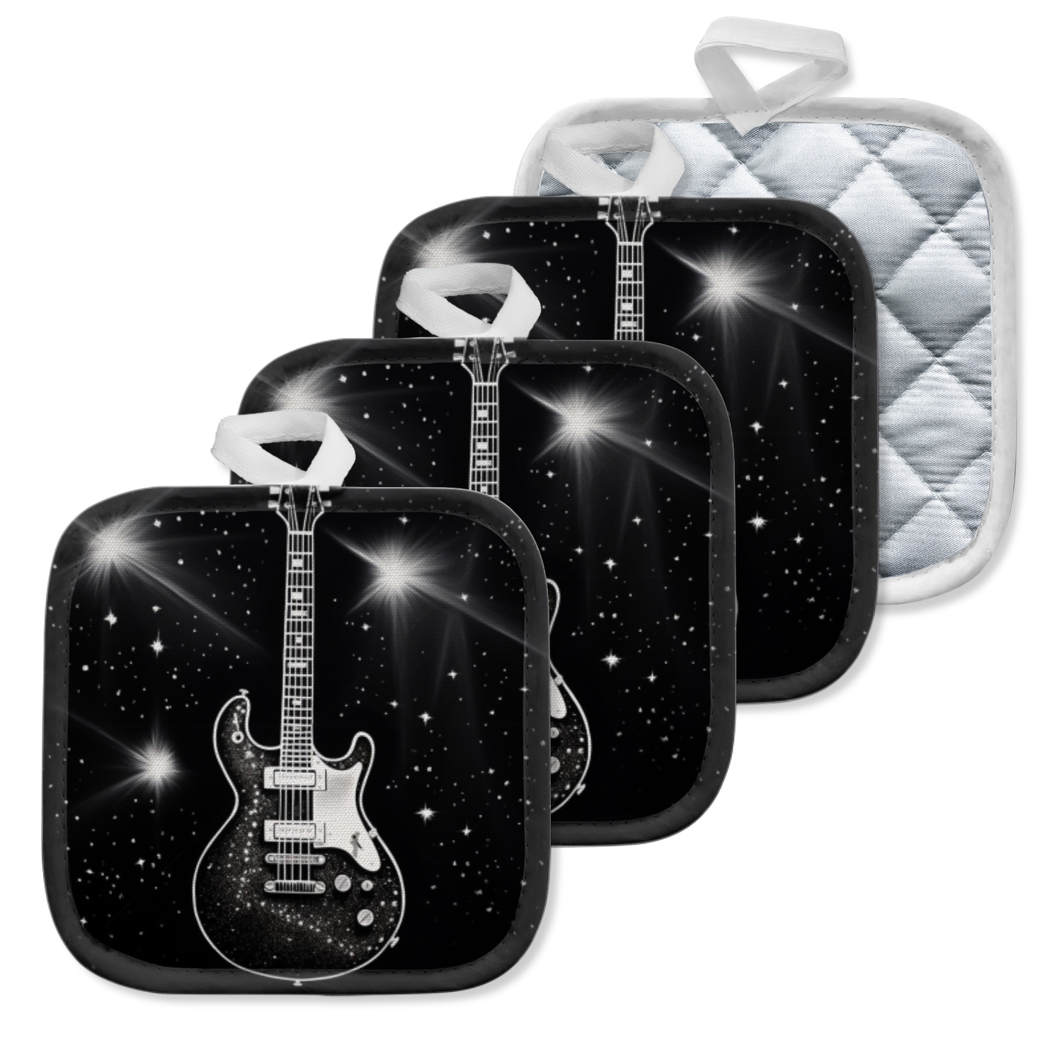 4 Pack Pot Holders,Kitchen Essential, Potholder Set,Electric Guitar ...