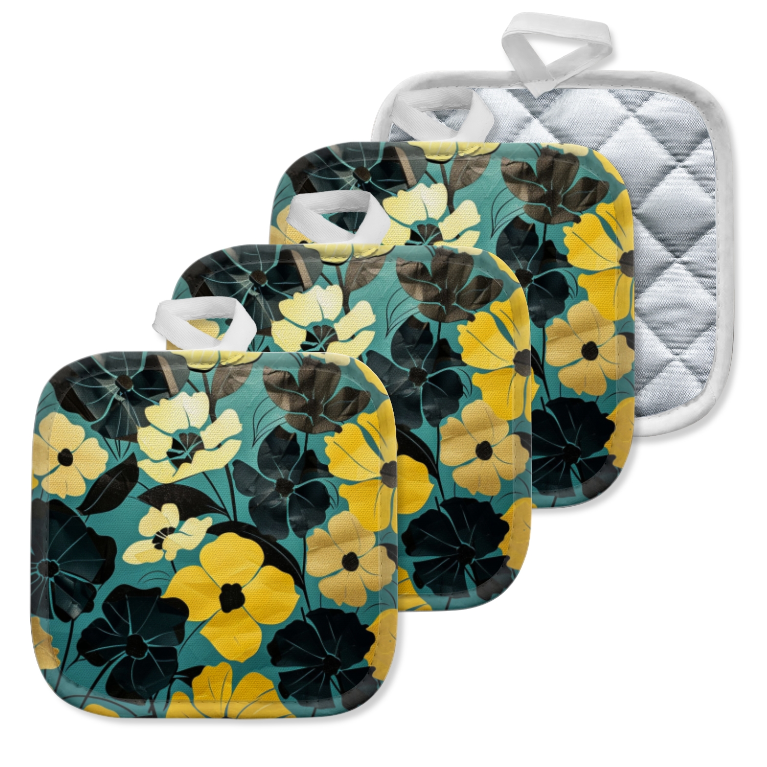 4 Pack Pot Holders,Kitchen Essential, Potholder Set,Geometric Floral ...