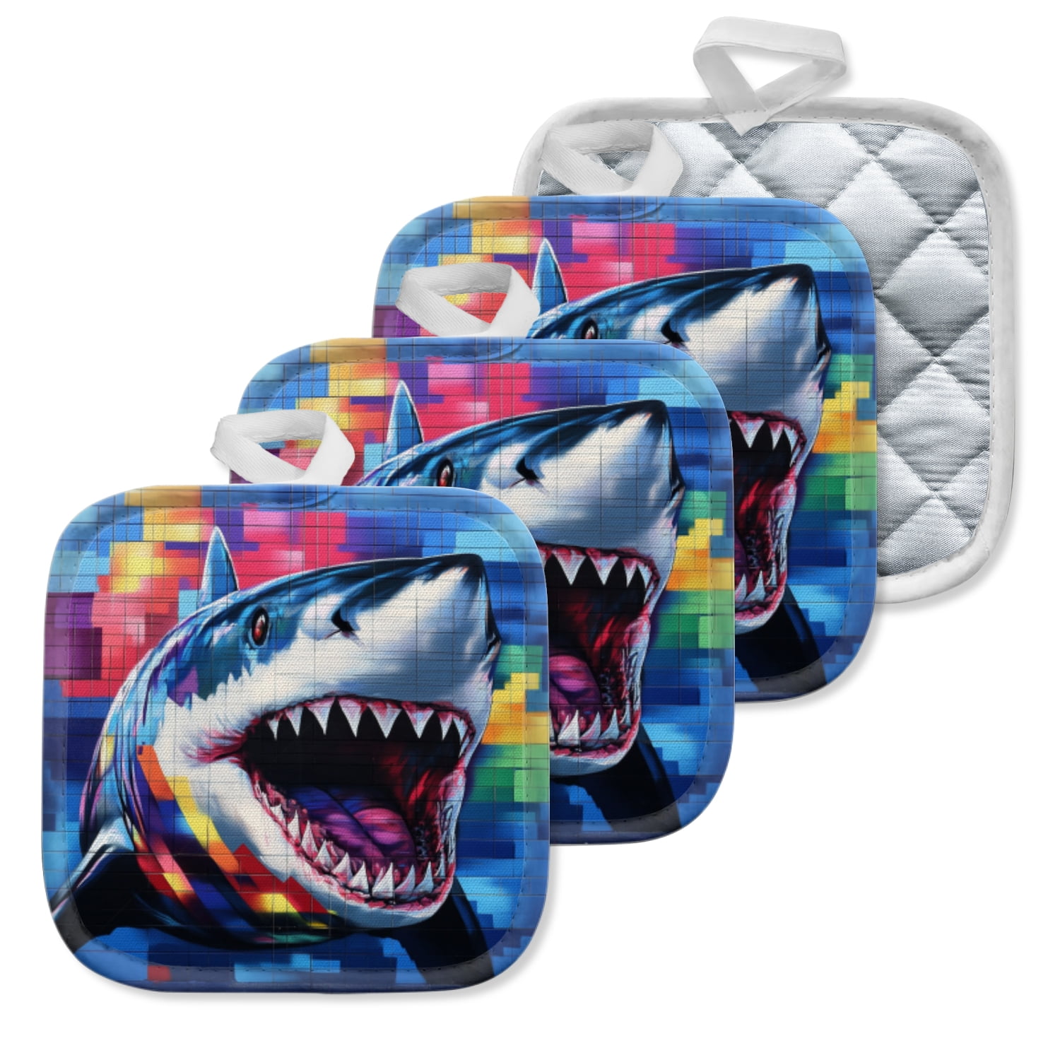 4 Pack Pot Holders,Kitchen Essential, Potholder Set,Graffiti Style ...