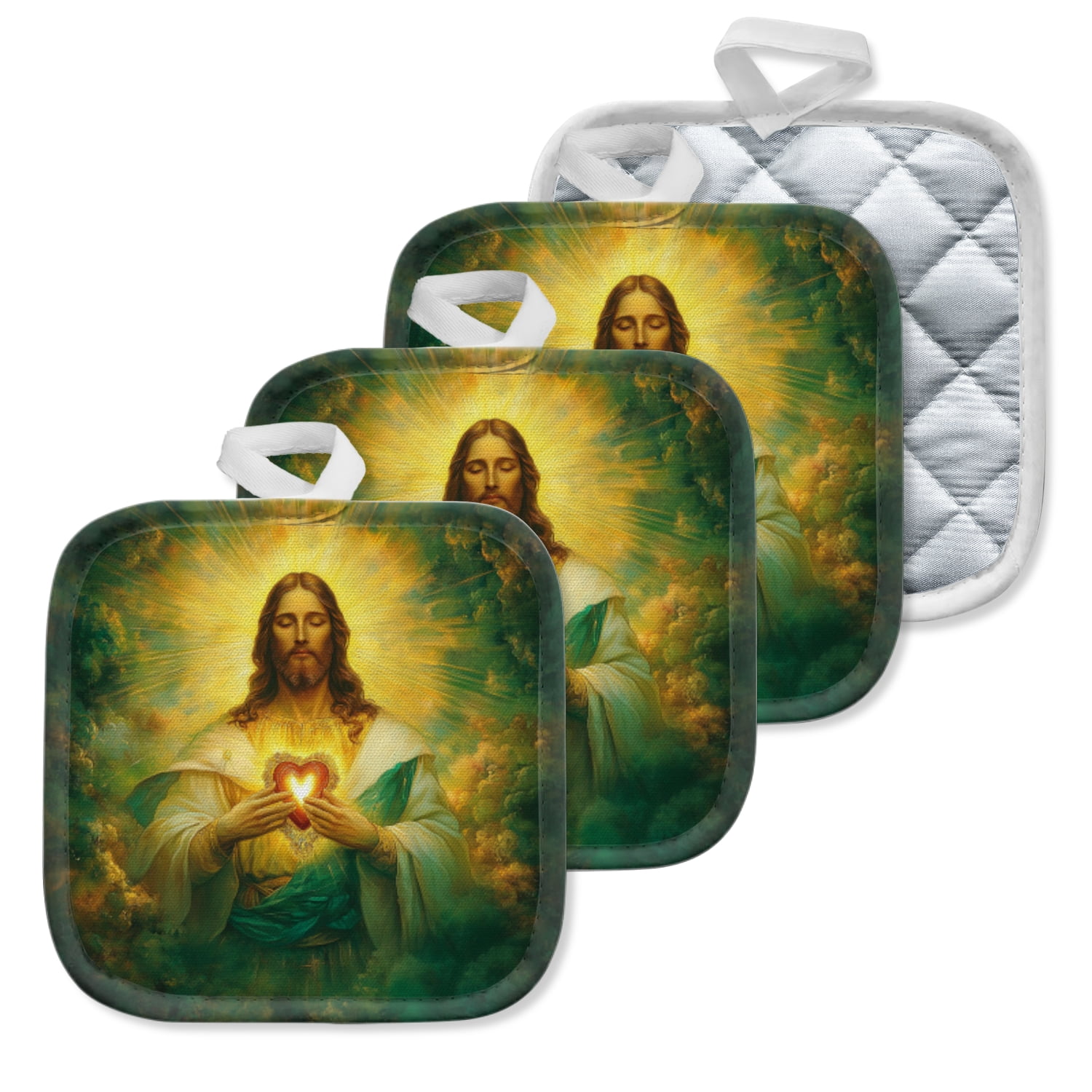 4 Pack Pot Holders,Kitchen Essential, Potholder Set,Jesus With A ...