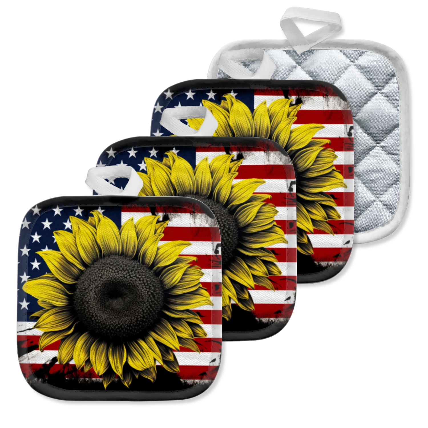 4 Pack Pot Holders,Kitchen Essential, Potholder Set,Large Sunflower On ...