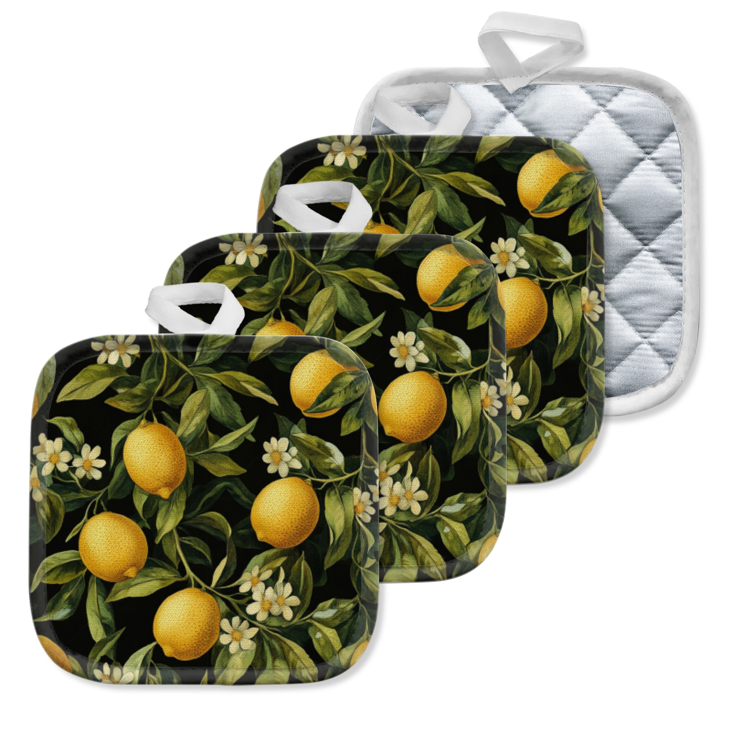 4 Pack Pot Holders,Kitchen Essential, Potholder Set,Lemon, Leaf And ...