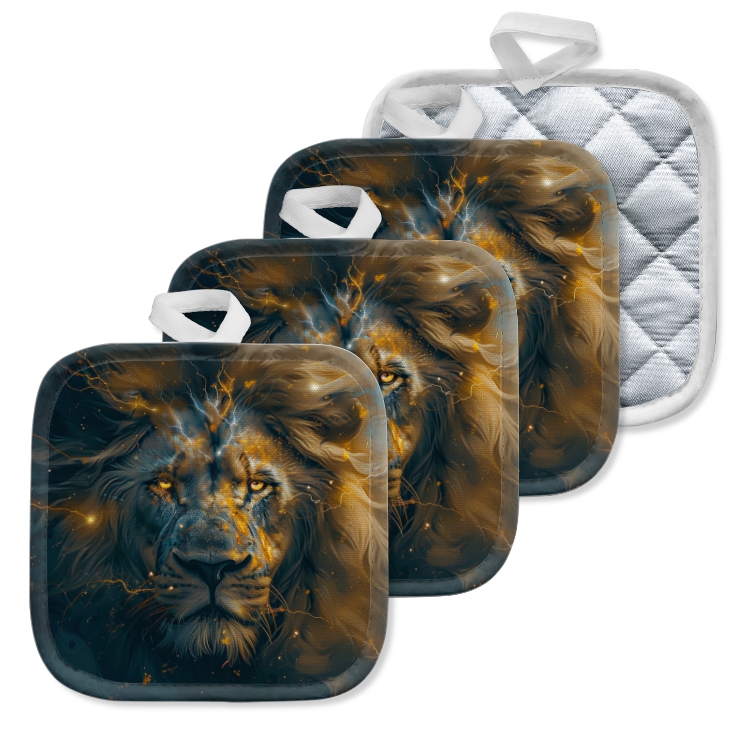 4 Pack Pot Holders,Kitchen Essential, Potholder Set,Lion With A Mane ...