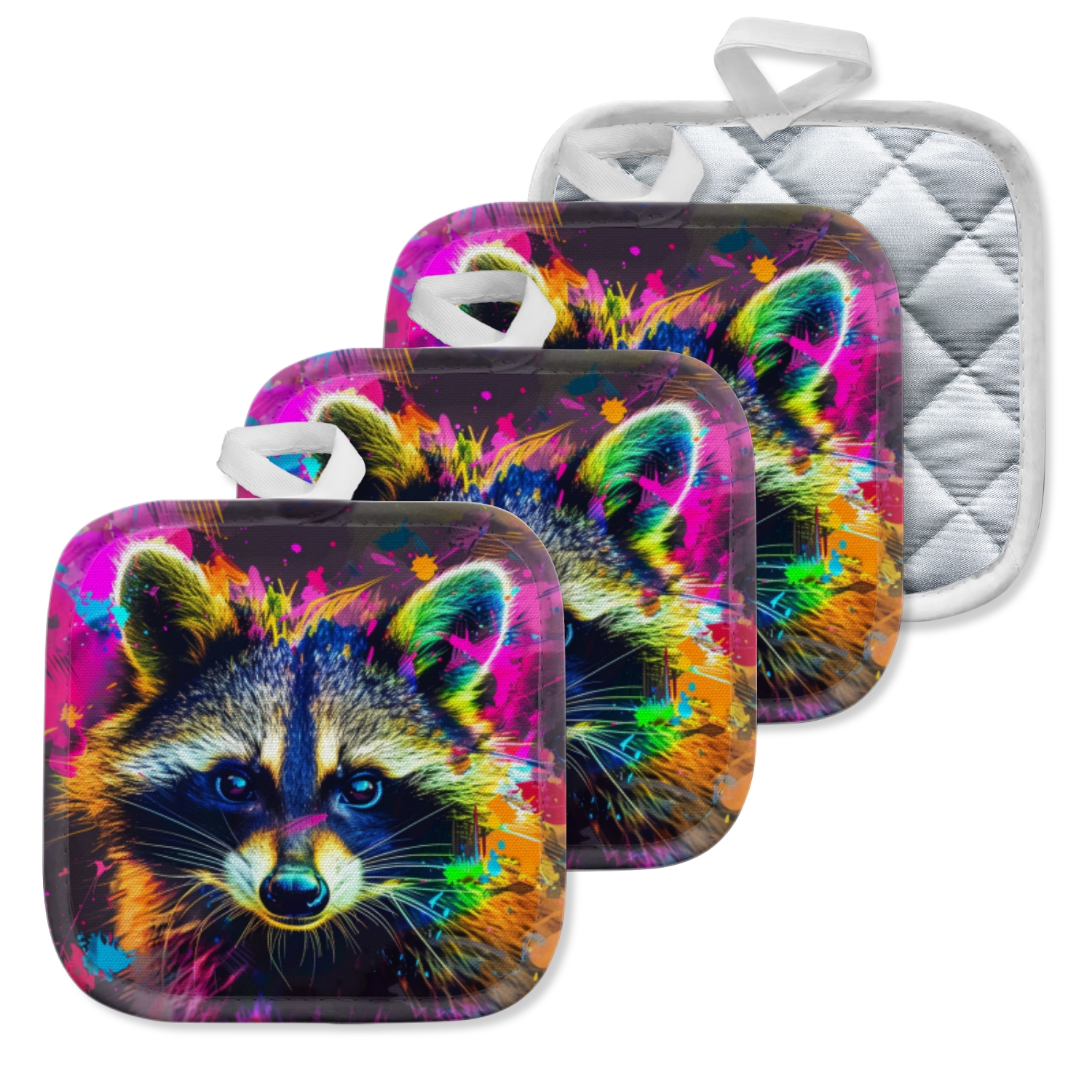 4 Pack Pot Holders,Kitchen Essential, Potholder Set,Raccoon'S ...