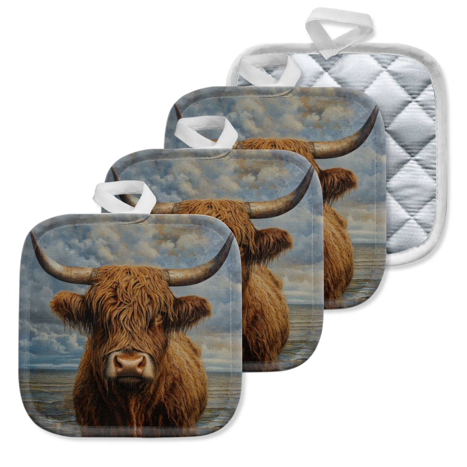 4 Pack Pot Holders,Kitchen Essential, Potholder Set,Realistic Oil ...