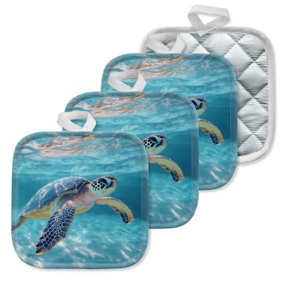 4 Pack Pot Holders,Kitchen Essential, Potholder Set,Realistic Sea ...