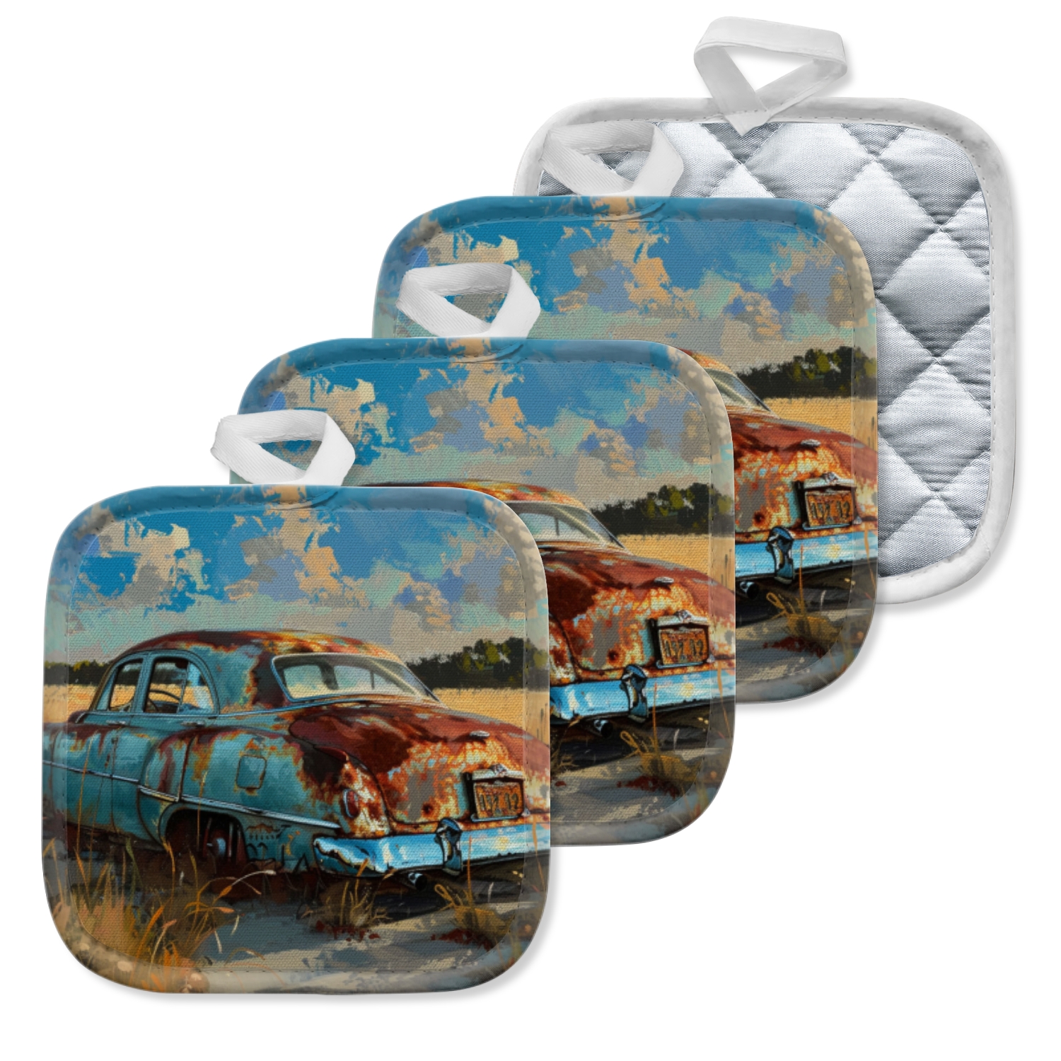 4 Pack Pot Holders,Kitchen Essential, Potholder Set,Rust Covered ...