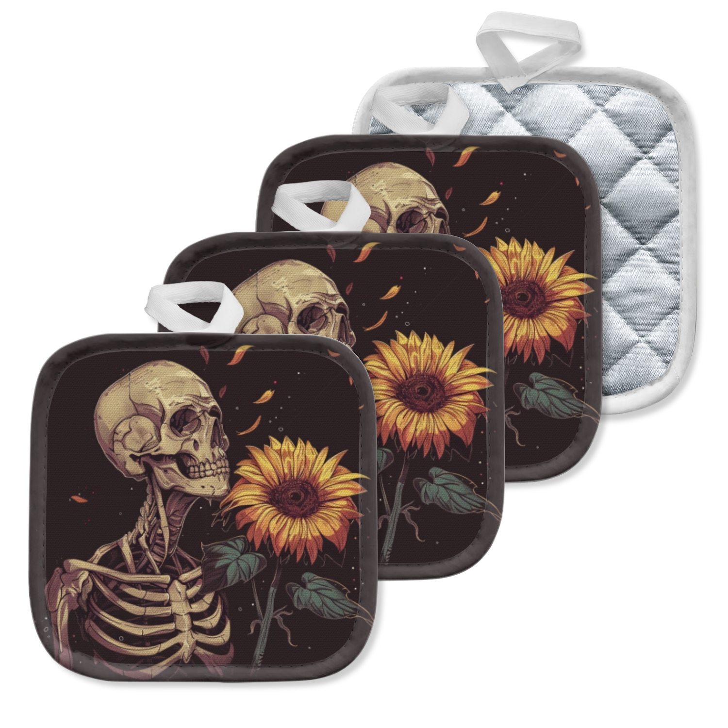 4 Pack Pot Holders,Kitchen Essential, Potholder Set,Skeleton And ...